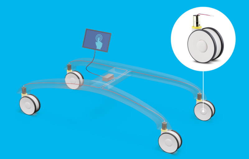 Castors with electric locking system